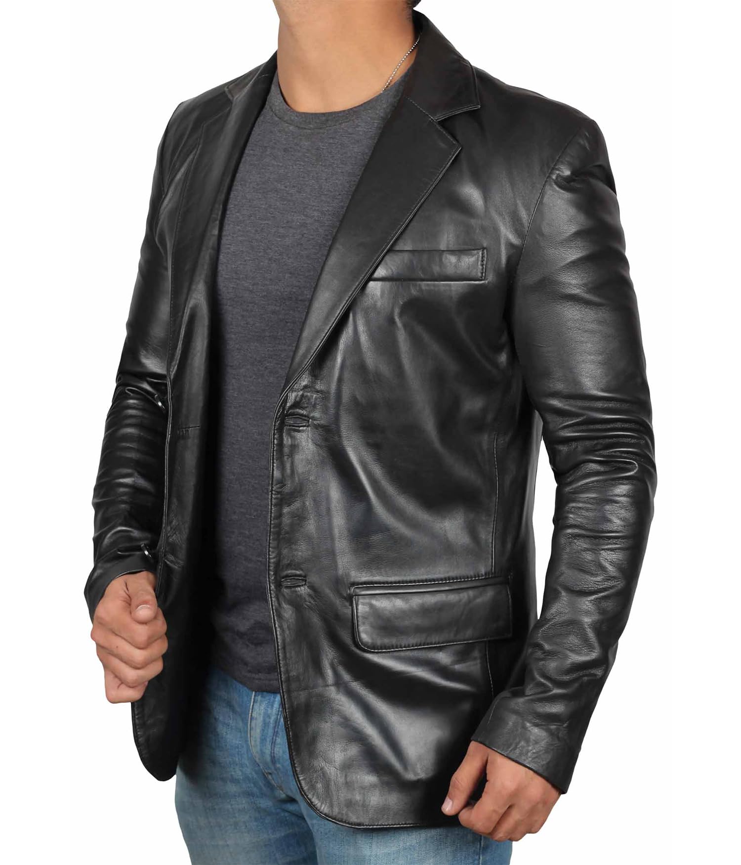 Decrum Black Leather Jacket - Fall Jacket [1500566] | Blazer, XXL