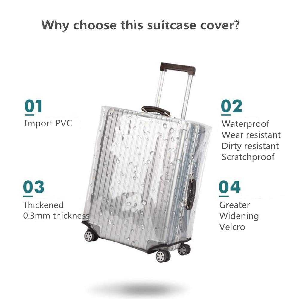 GigabitBest 28 Inch Clear PVC Suitcase Cover Protectors Suitcase Covers for Luggage Thickened suitcase protective cover for Wheeled Suitcase Suitable for 28"-29"