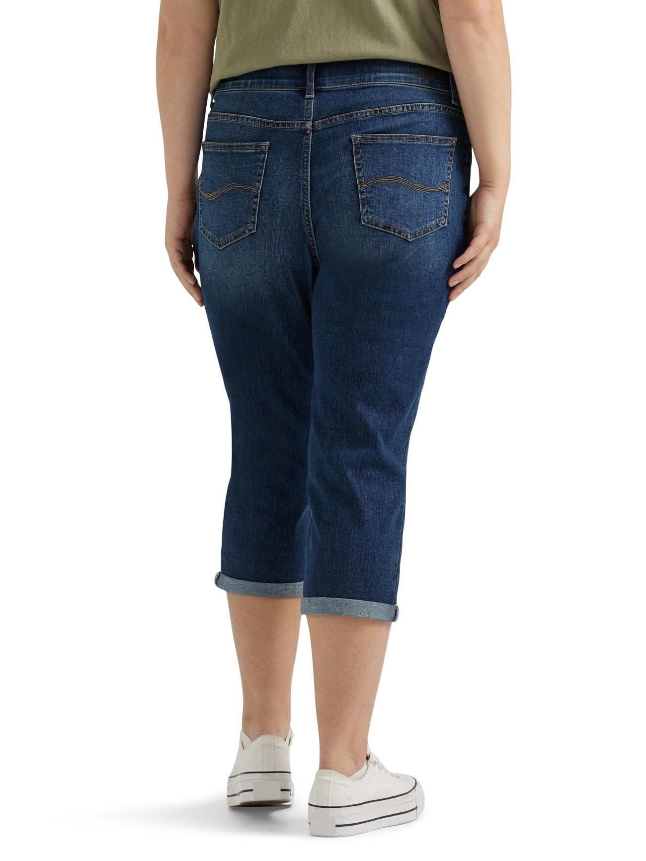 Lee Women's Plus Size Flex Motion Regular Fit 5 Pocket Capri Jean, Bewitched, 14 W