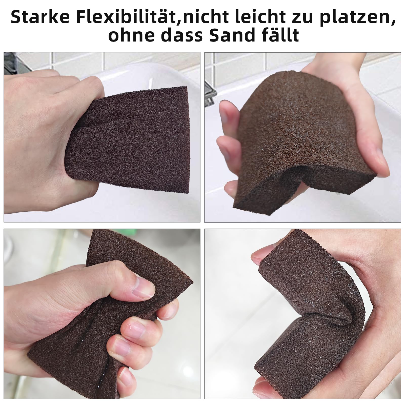 Foamworld 6Pcs Emery Sponge, Nano Carborundum Sponge, Hand Sanding Block, Kitchen Cleaner Tool, Wet and Dry Dual-use, Durable Thick Sanding Sponge Descaling Rust for Home Dish (3.9x2.8x1in)