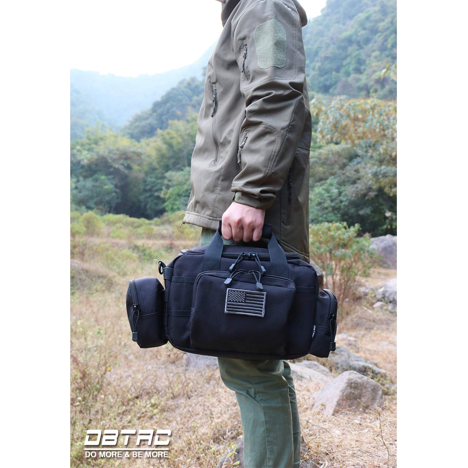 DBTAC Gun Range Bag Small | Tactical 2x Pistol Shooting Range Duffle Bag with Lockable Zipper for Handguns and Ammo (Black)