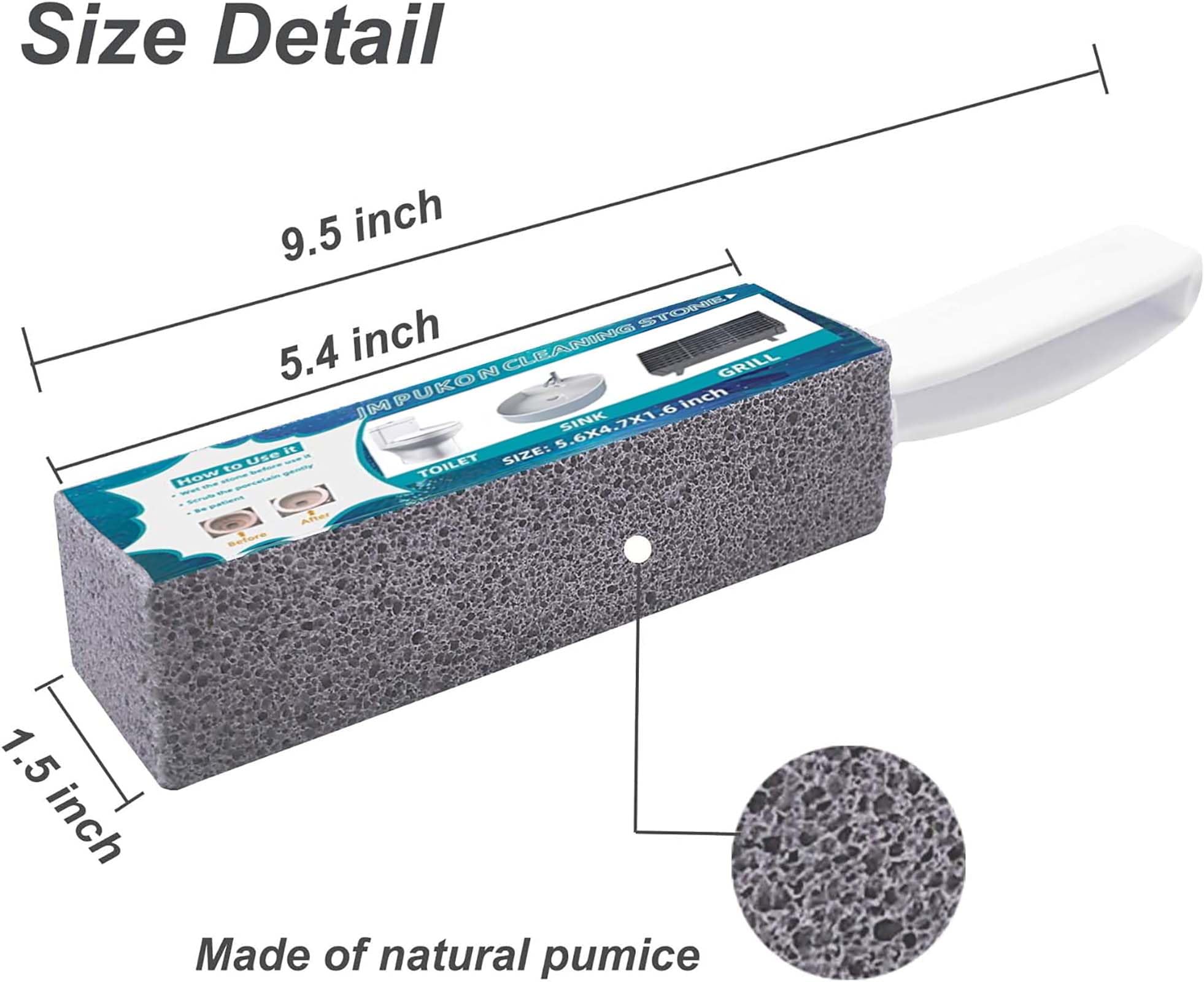 Pumice Stone for Toilet Bowl Cleaning with Handle Toilet Stone Household Cleaning 8 Pack