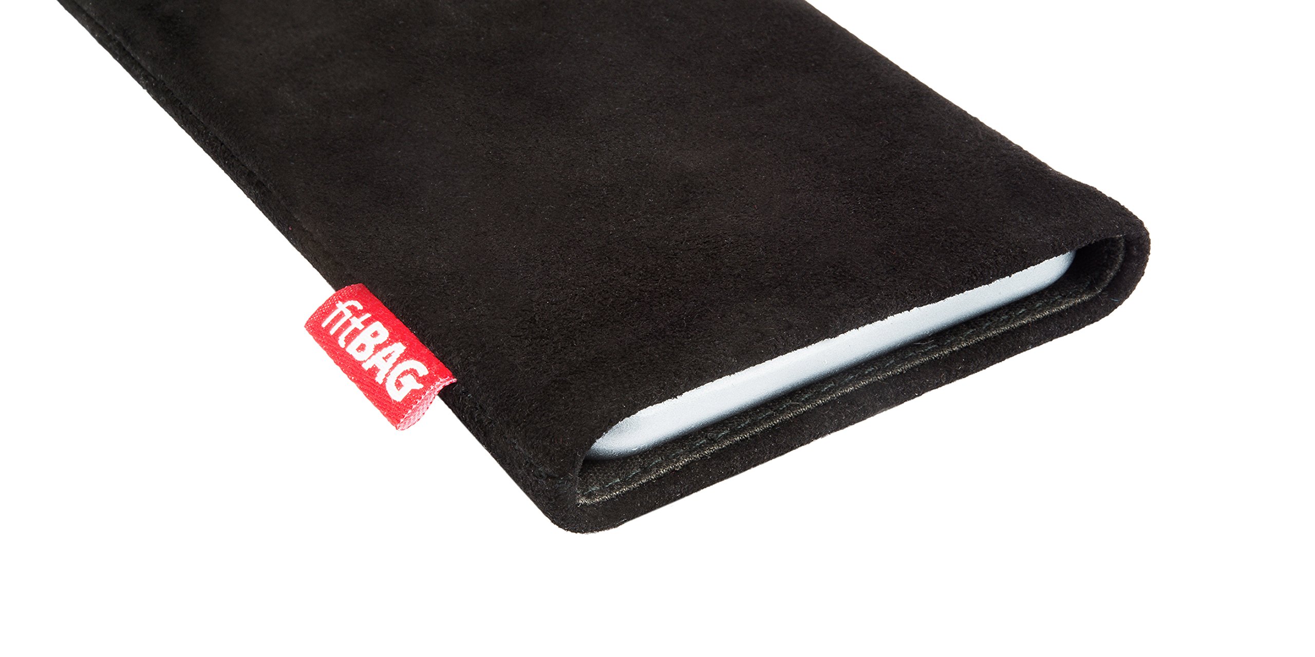 fitBAG Folk Black Custom Tailored Sleeve for Xiaomi Redmi Note 6 Pro | Made in Germany | Fine Nappa Leather Pouch case Cover with Microfibre Lining for Display Cleaning