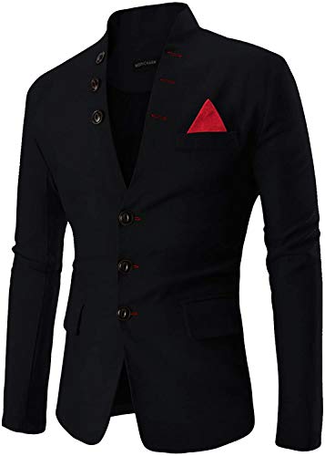 WEEN CHARM Mens Casual Black Slim Fit Suit Jacket Blazer 3 Button Suit Sport Jackets