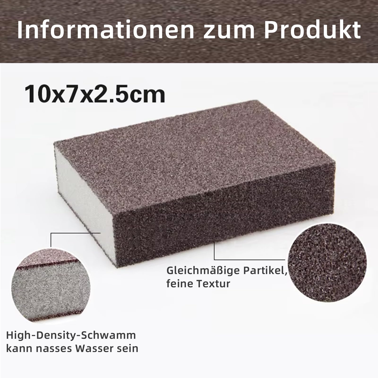 Foamworld 6Pcs Emery Sponge, Nano Carborundum Sponge, Hand Sanding Block, Kitchen Cleaner Tool, Wet and Dry Dual-use, Durable Thick Sanding Sponge Descaling Rust for Home Dish (3.9x2.8x1in)