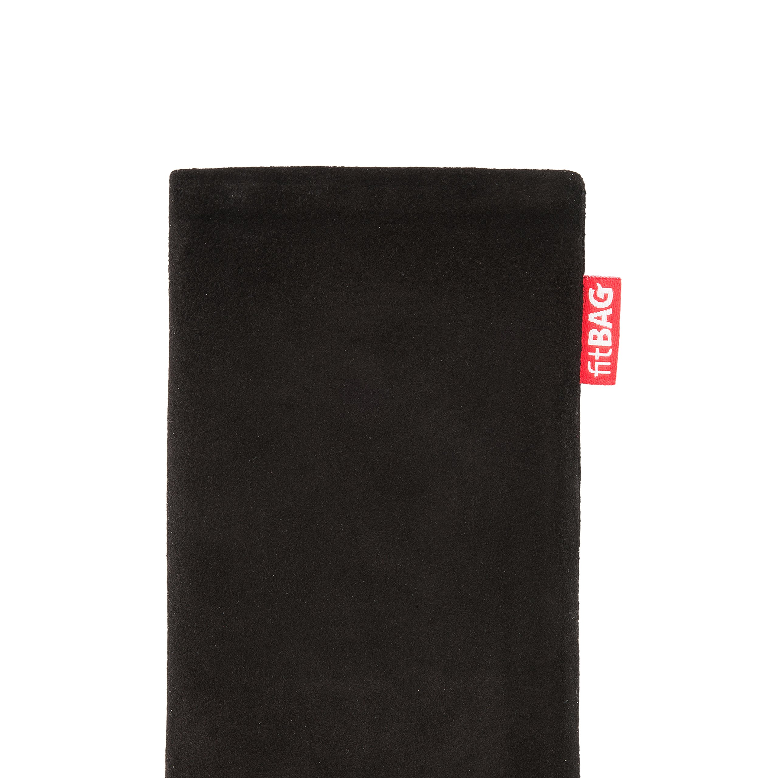 fitBAG Folk Black Custom Tailored Sleeve for Xiaomi Redmi Note 6 Pro | Made in Germany | Fine Nappa Leather Pouch case Cover with Microfibre Lining for Display Cleaning