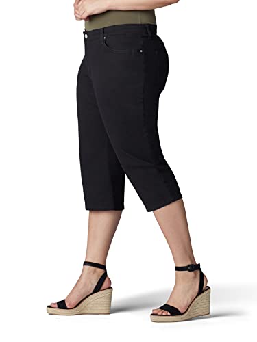 Lee Women's Size Relaxed Fit Denim Capri Jean, Black, 26 Plus