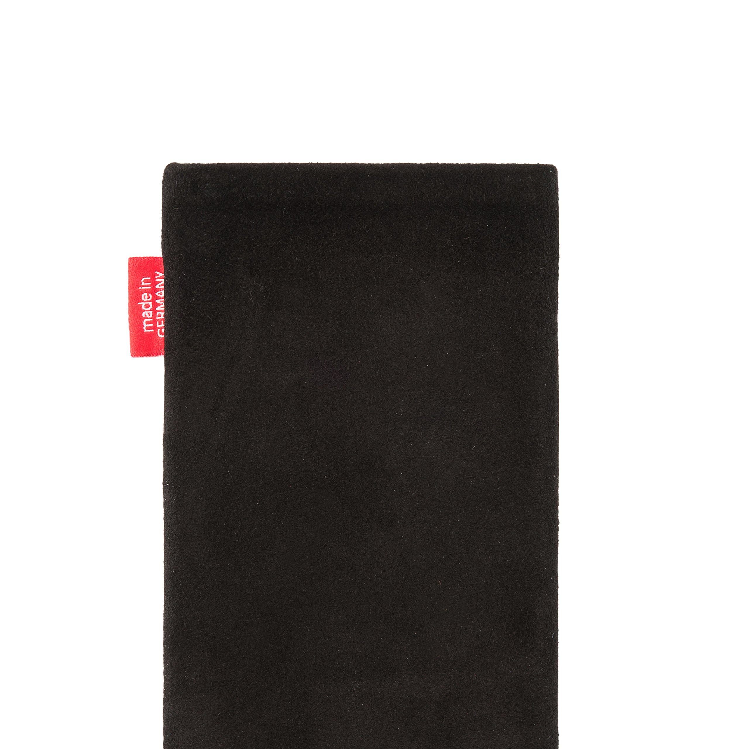 fitBAG Folk Black Custom Tailored Sleeve for Xiaomi Redmi Note 6 Pro | Made in Germany | Fine Nappa Leather Pouch case Cover with Microfibre Lining for Display Cleaning