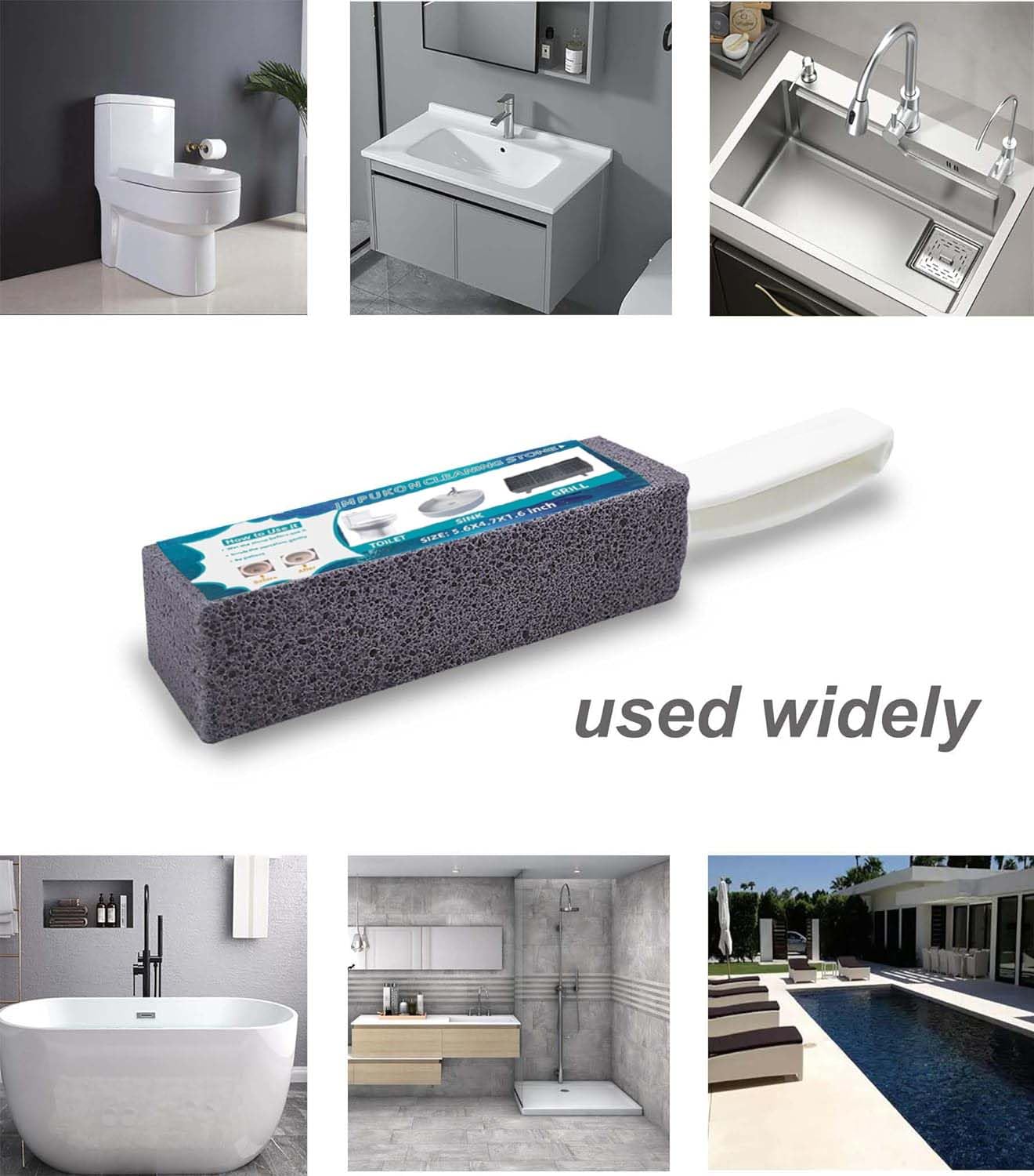 Pumice Stone for Toilet Bowl Cleaning with Handle Toilet Stone Household Cleaning 8 Pack