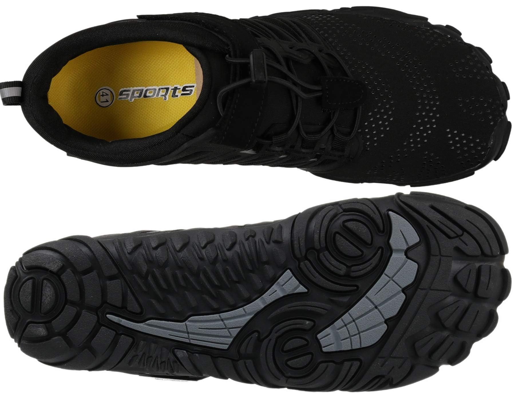WHITIN Men's Trail Running Shoes Minimalist Barefoot Size 10 Wide Width Toe Box Gym Workout Fitness Low Zero Drop Light Weight FiveFingers Black 43