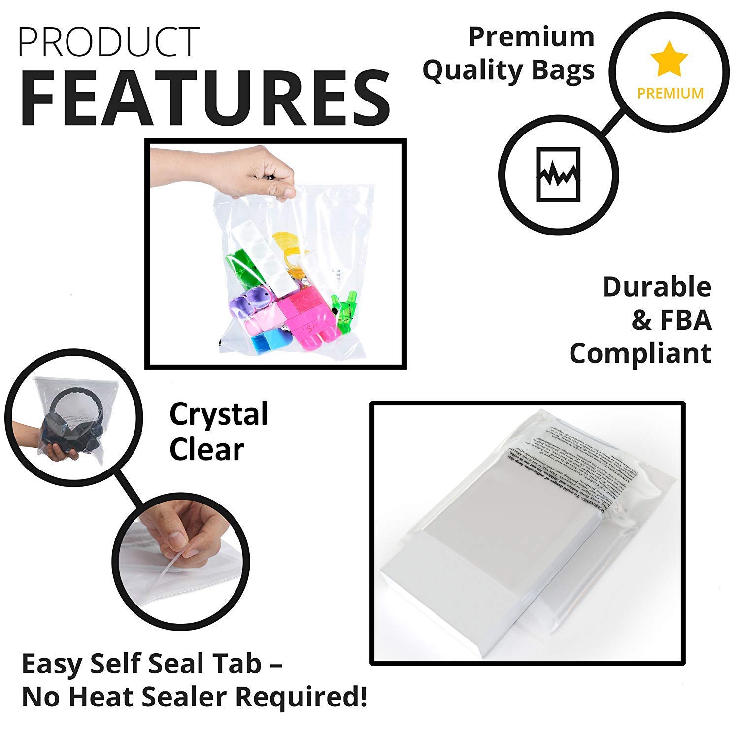 Poly Bags with Suffocation Warning - 24x28 Resealable - 100 Pack - Clear Poly Bags - Retail Supply Co