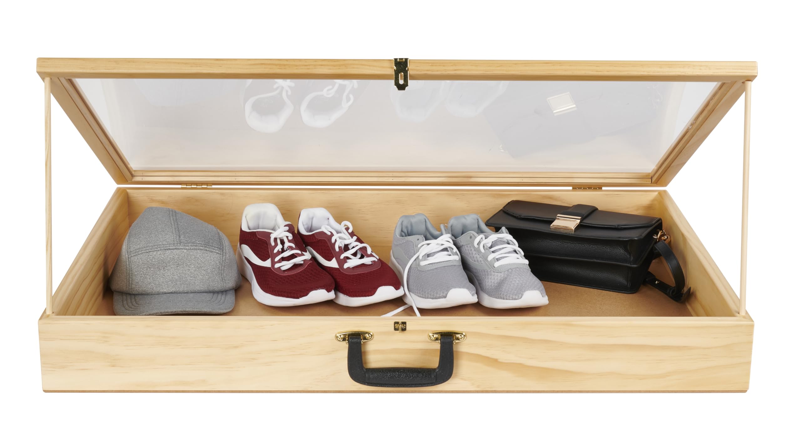 SSWBasics 36-Inch Portable Natural Pine Wood Countertop Display Case - Showcase Your Items in Style with a 24" W x 36" L x 4" D Elegant and Versatile Display Box