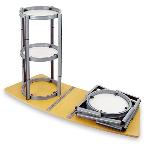 QOMOLANGMA 3-Layer Spiral Twister Tower Portable Counter Display Stand Exhibition Counter Stand Trade Show Display with Columns Banner (White, Graphic Included)