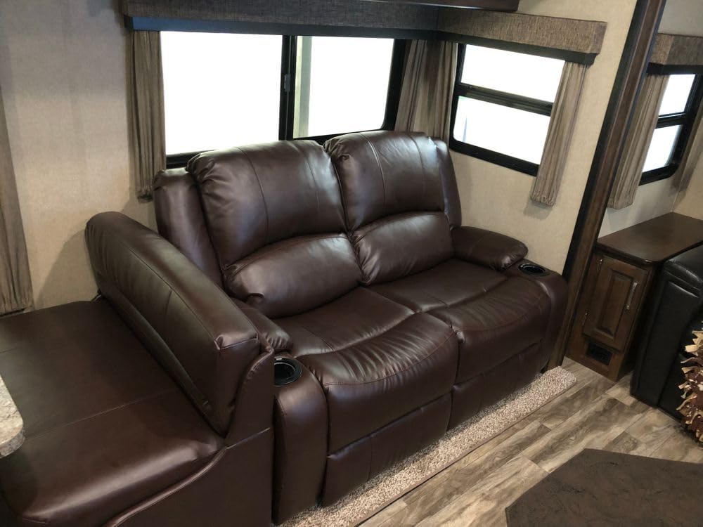 RecPro Charles 58" Powered Double RV Wall Hugger Recliner Sofa RV Loveseat with Upgraded 2023 Fabric (Chestnut)