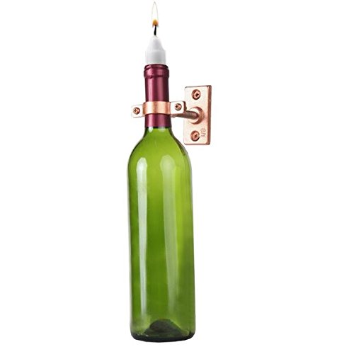 Lily's Home Bar Wall Mount Single Wine Bottle Display Holder, Industrial Design with Mounting Hardware, Works with Wine or Liquor Bottles, Copper Finish (4-1/2β x 1-3/8β x 2-3/4β)
