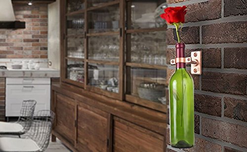 Lily's Home Bar Wall Mount Single Wine Bottle Display Holder, Industrial Design with Mounting Hardware, Works with Wine or Liquor Bottles, Copper Finish (4-1/2β x 1-3/8β x 2-3/4β)
