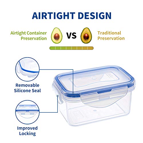 KIGI [6 Pack] 6.1OZ Airtight Plastic Food Storage Containers Set, Rectangular Small Storage Boxes, Microwave, Freezer and Dishwasher Safe