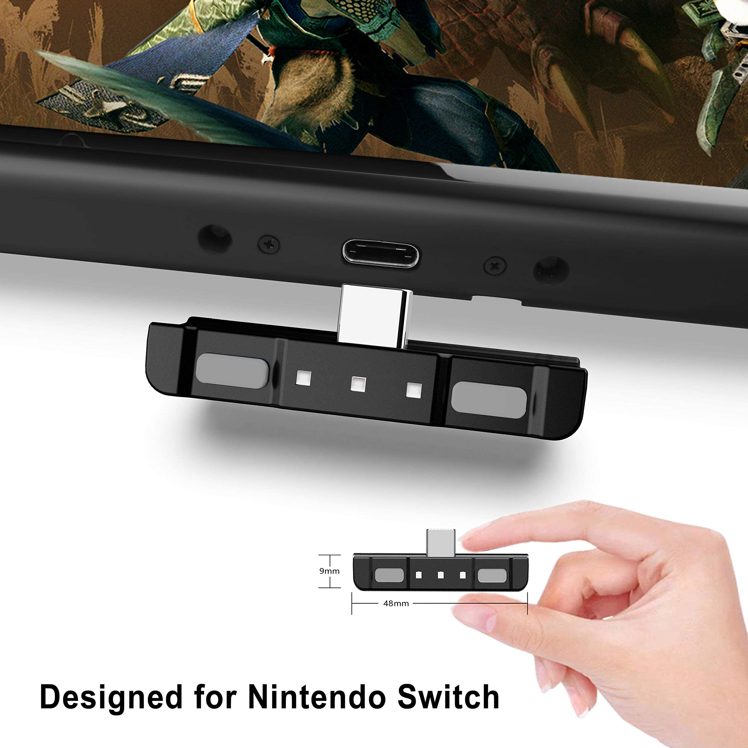 HomeSpot Bluetooth Audio Adapter with USB-C, Built-in mic, for Nintendo Switch, PS4, PS5, PC, Supports Headphones mic, aptX Low Latency, Dual Headphones, in-Game Voice Chat Monster Hunter Theme