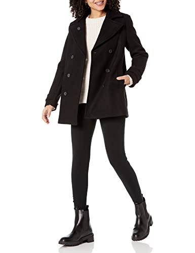 Amazon Essentials Women's Long-Sleeve Plush Peacoat, Black, Small
