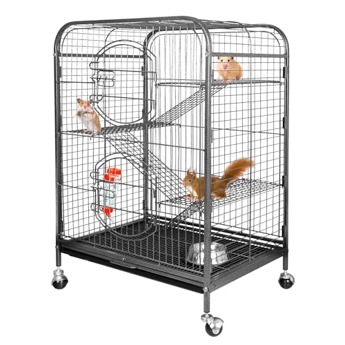 37-Inch Ferret Guinea Pigs Chinchilla Cage Indoor Habitats Animal Hutch with Rolling Stand, Shelves, Ramps and Tray