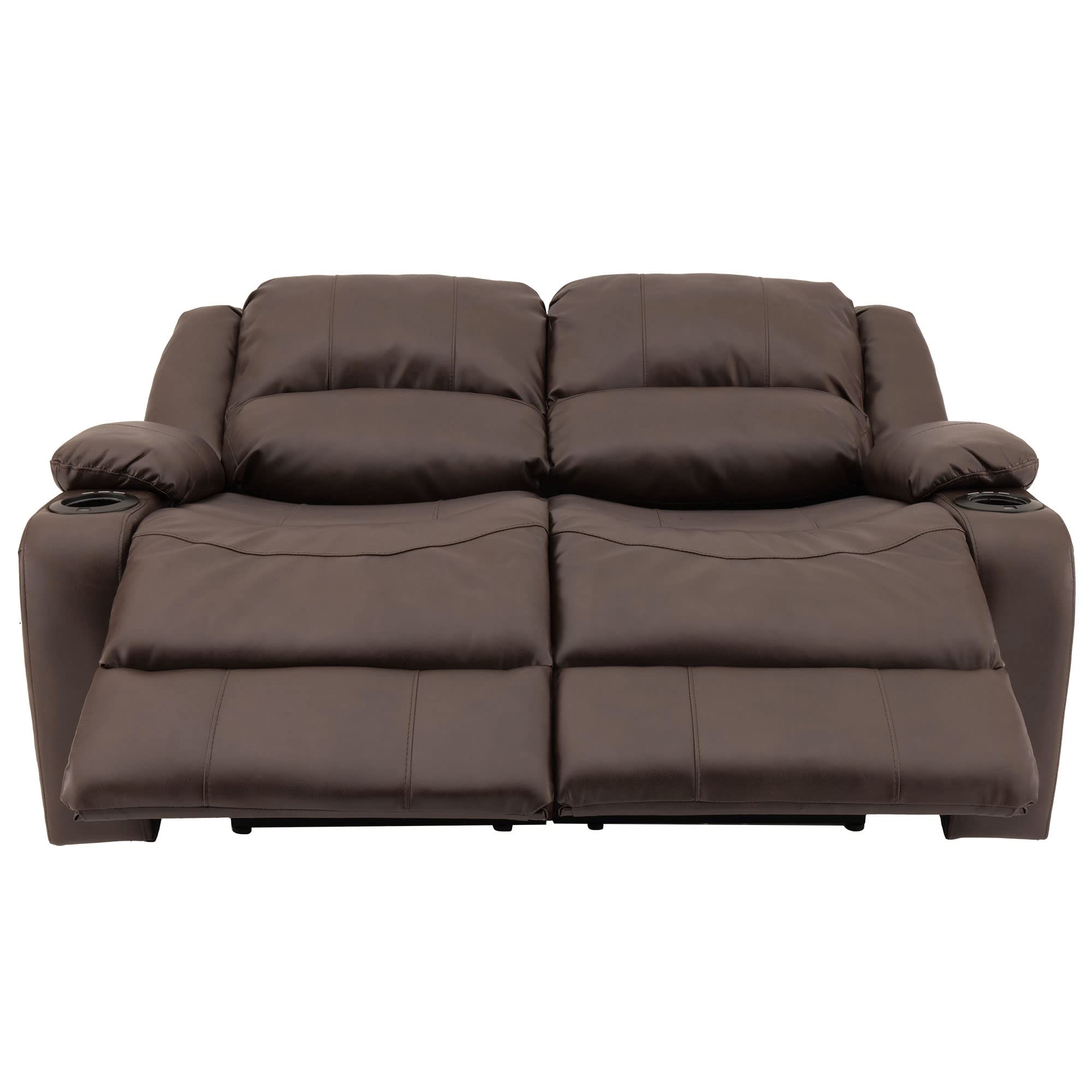 RecPro Charles 58" Powered Double RV Wall Hugger Recliner Sofa RV Loveseat with Upgraded 2023 Fabric (Chestnut)