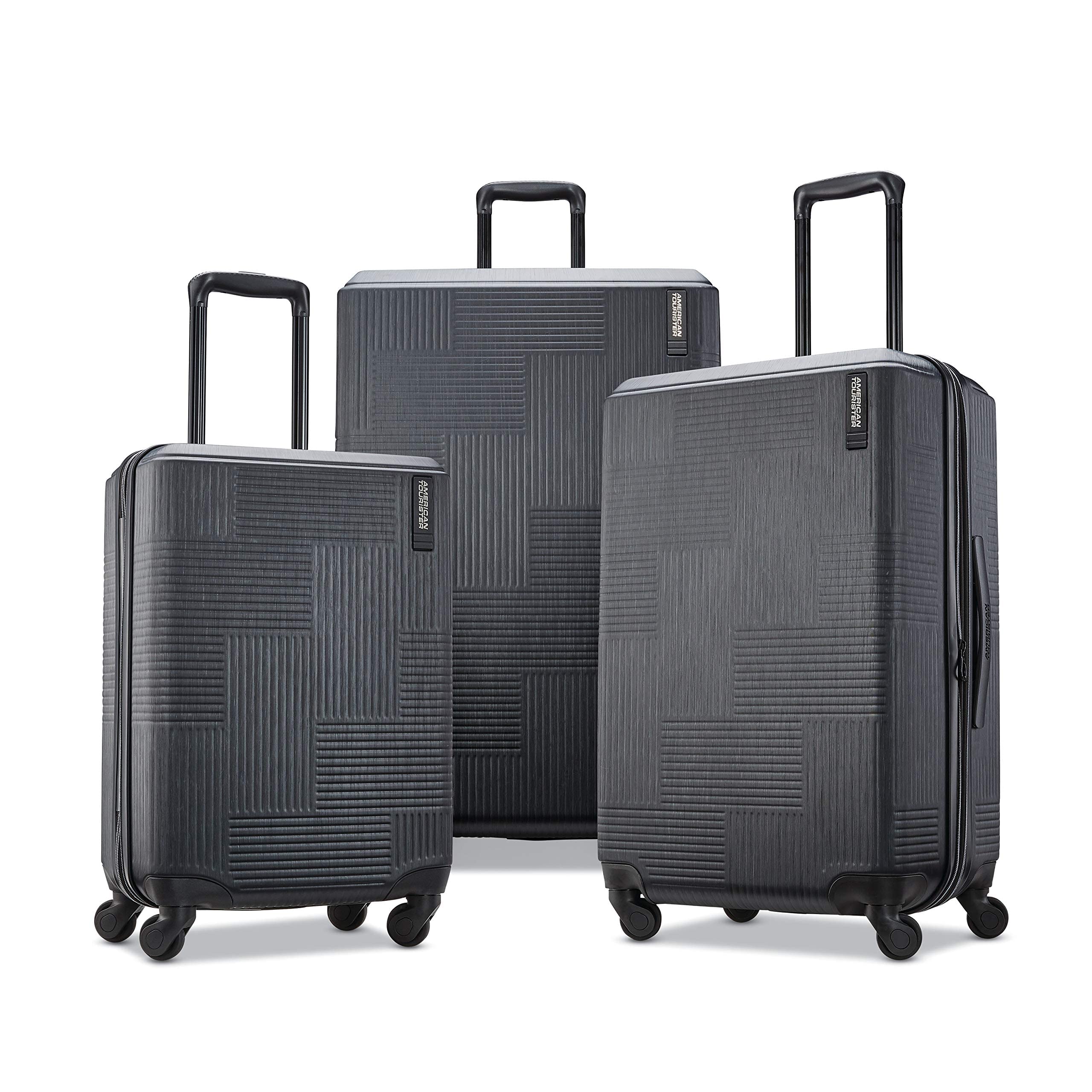 American Tourister Stratum XLT Expandable Hardside Luggage with Spinner Wheels, Jet Black, Checked-Large 28-Inch