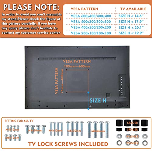 Universal Swivel TV Stand/Base Table Top TV Stand 32 to 70 inch TVs 80 Degree Swivel, 4 Level Height Adjustable, Heavy Duty Tempered Glass Base, Holds up to 88lbs Screens, HT04B-002U
