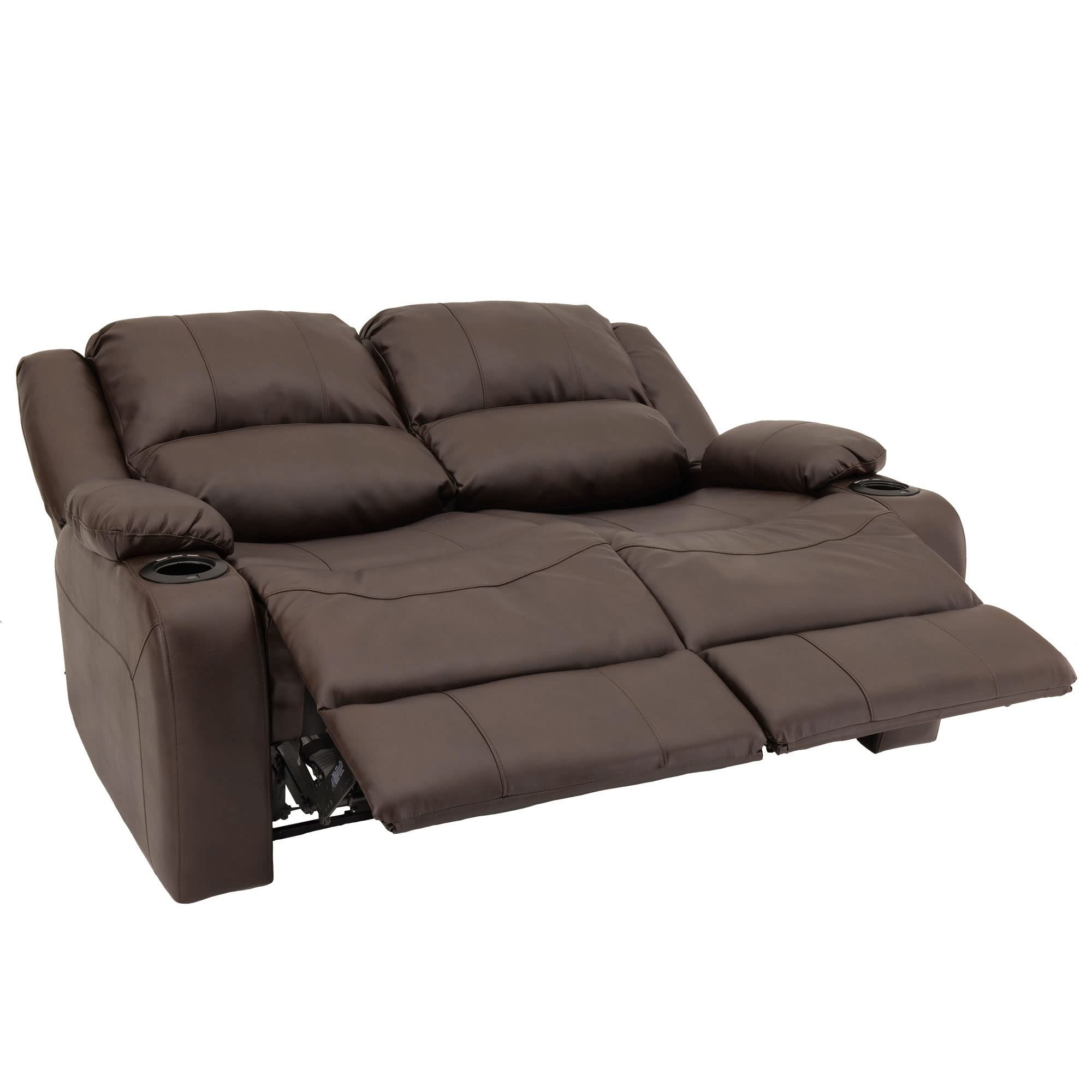 RecPro Charles 58" Powered Double RV Wall Hugger Recliner Sofa RV Loveseat with Upgraded 2023 Fabric (Chestnut)