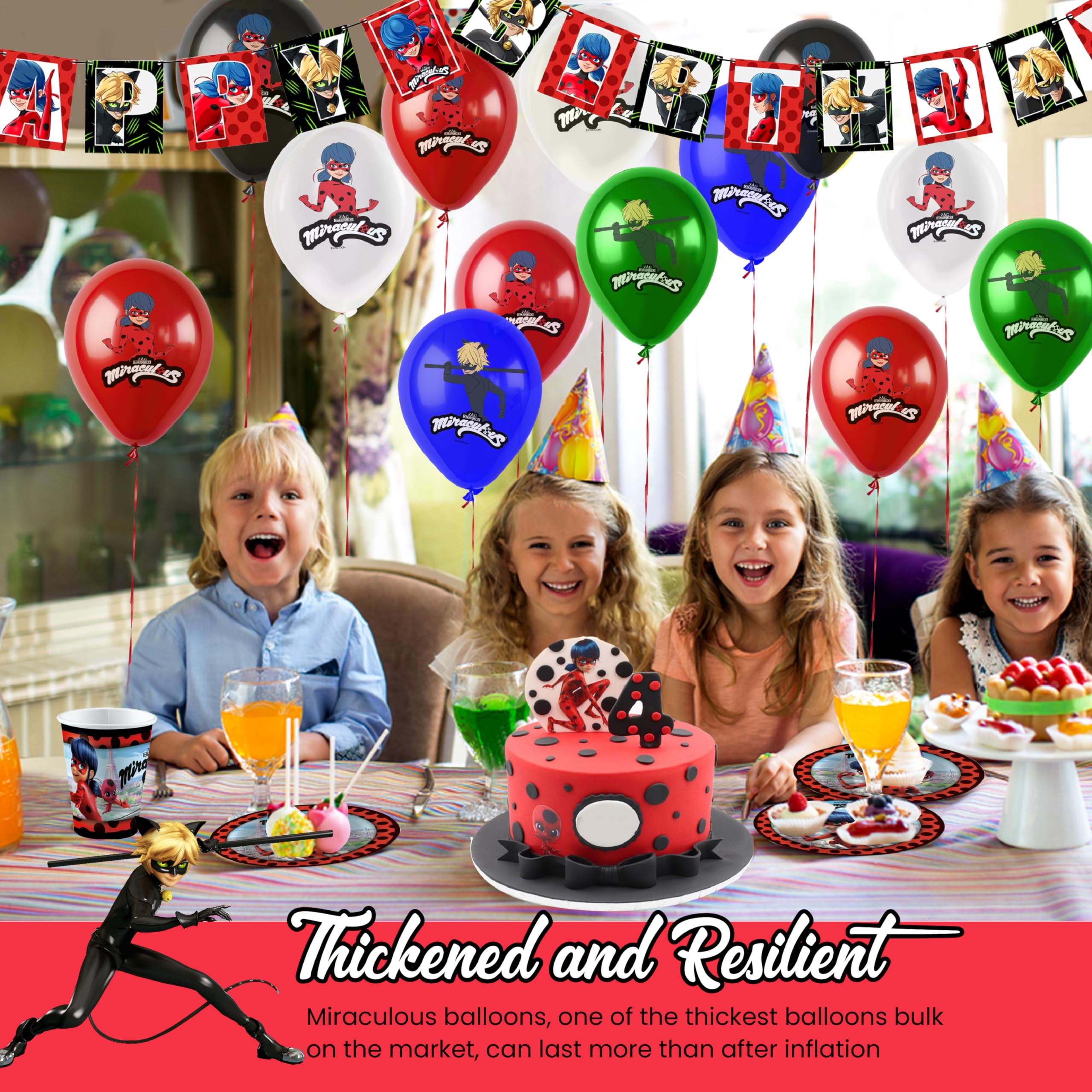 Miraculous Ladybug Cat Noir 12" Birthday Party Balloons 25 Pcs | Premium Latex for Miraculous Ladybug Party Supplies and Decorations by Vision E.D.
