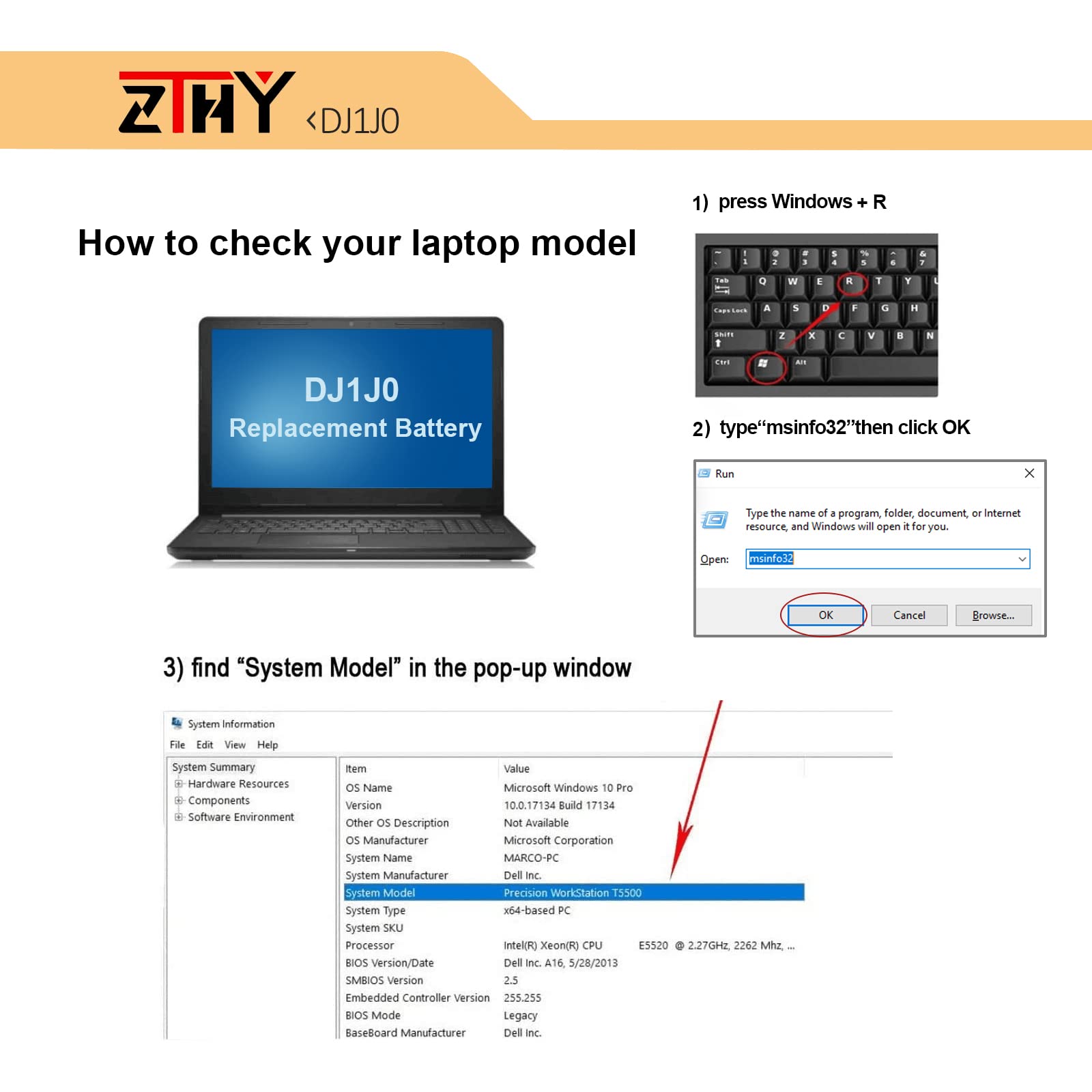 ZTHY DJ1J0 42Wh 3-Cell Laptop Battery Replacement for Dell Latitude 12 7280 7290 E7280 E7290 13 7380 7390 E7380 E7390 14 7480 7490 E7480 E7490 Series P28S P28S001 451-BBZL C27RW PGFX4 ONFOH K8X0T