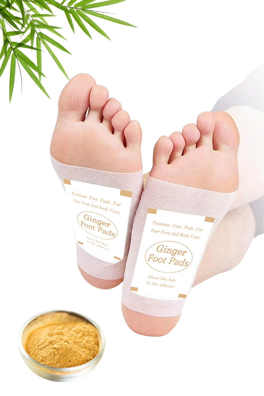 TEWEAE Foot Pads - 60Pads Pure Natural Ginger Powde Bamboo Vinegar Pads, Goodnight Foot Pads for Travel or Home Use