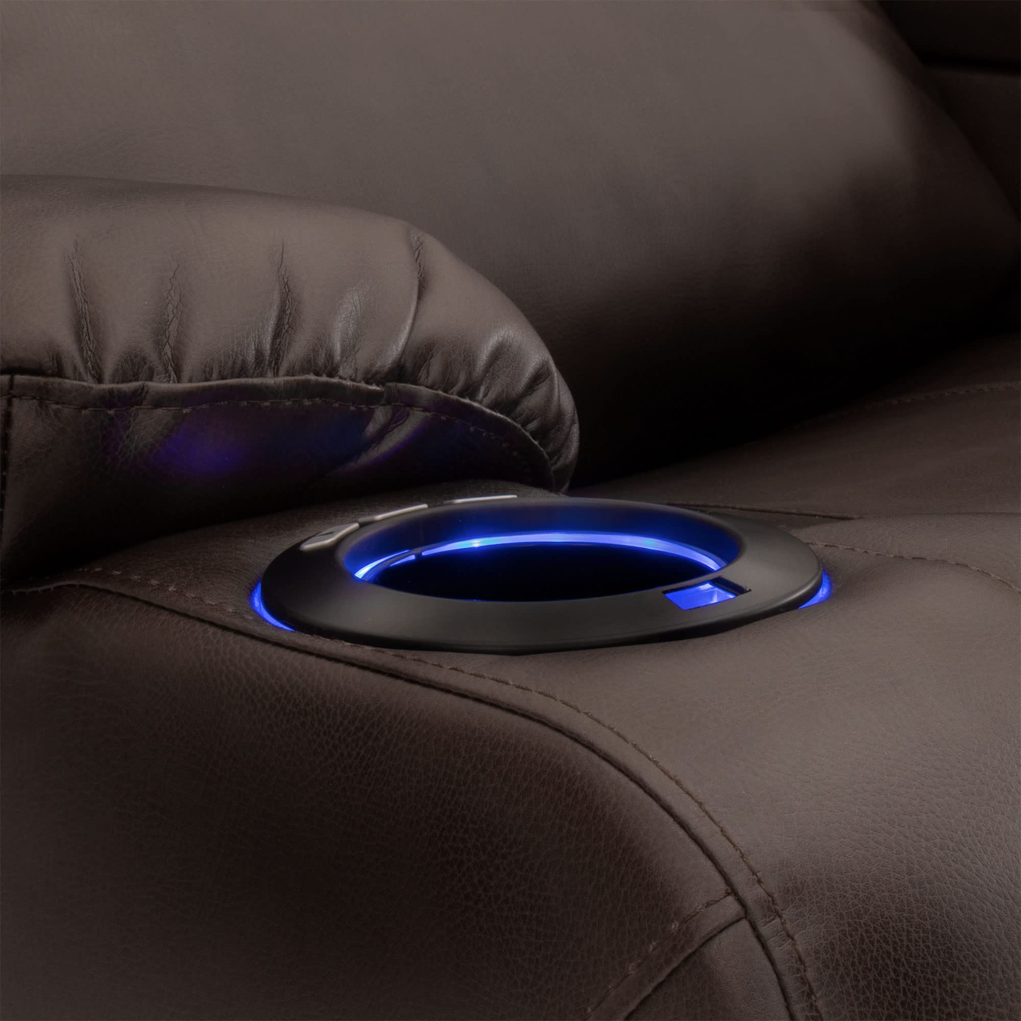 RecPro Charles 58" Powered Double RV Wall Hugger Recliner Sofa RV Loveseat with Upgraded 2023 Fabric (Chestnut)