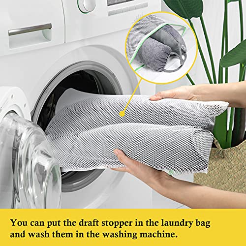fowong Door Draft Stopper 38 Inch Weighted Under Door Draft Blocker Soundproofing Guard Wind Blocker with Hook Tapes for Easy Install, Grey