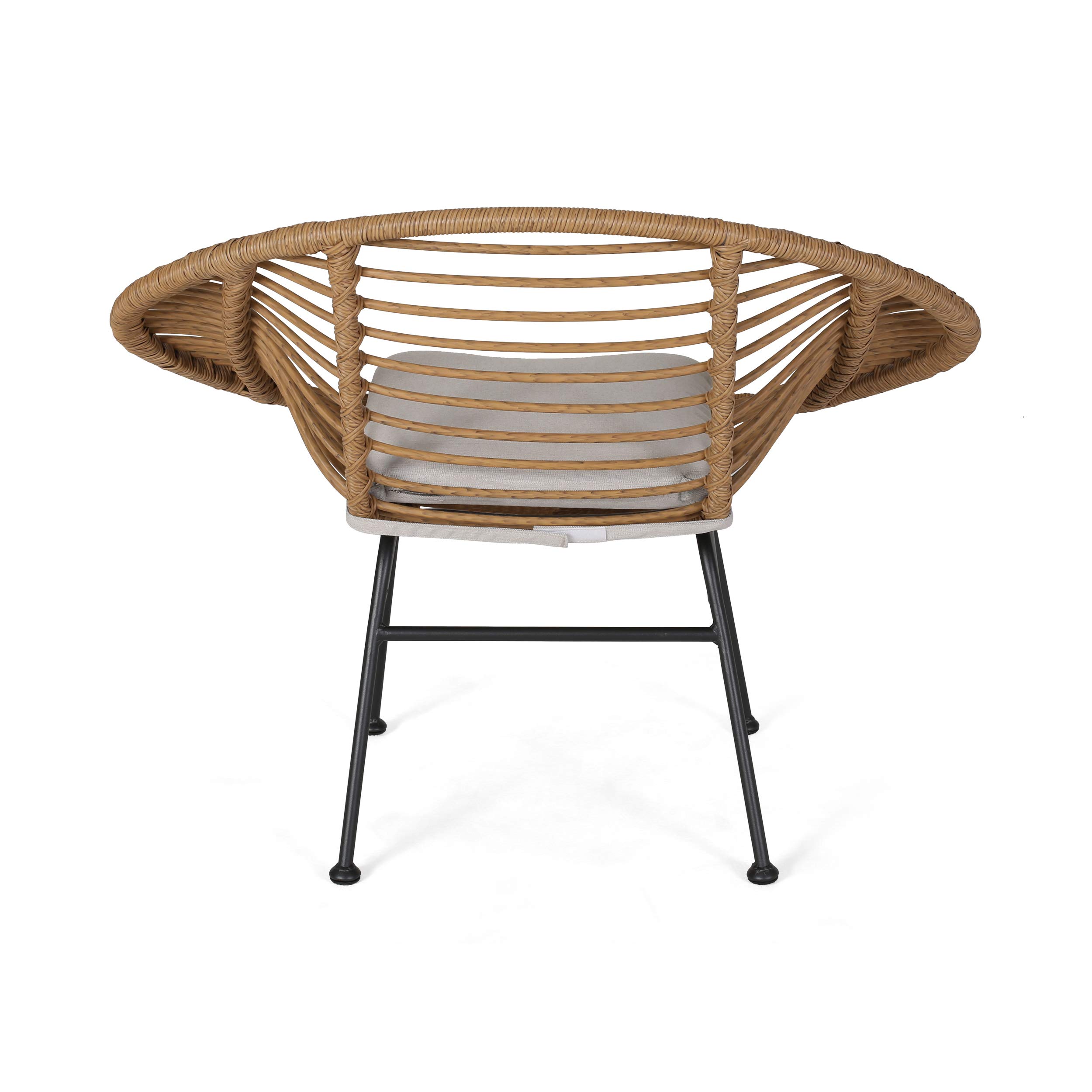 Christopher Knight Home Aleah Indoor Woven Faux Rattan Chairs with Cushions (Set of 2), Light Brown and Beige Finish