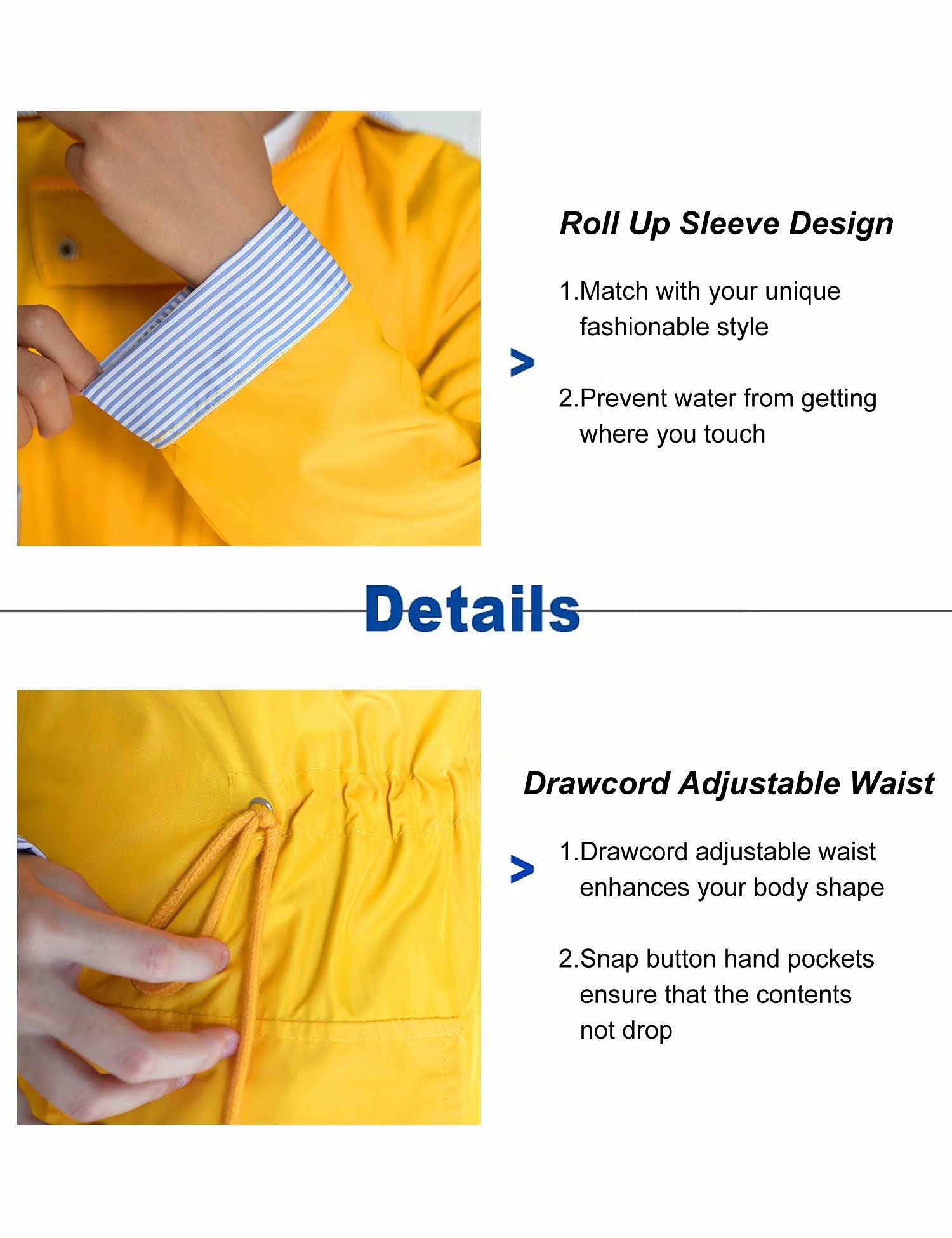 BBX Lephsnt Women Rain Jacket Waterproof Rain Coats with Hood Lightweight Windbreaker Rain Coat Yellow XL