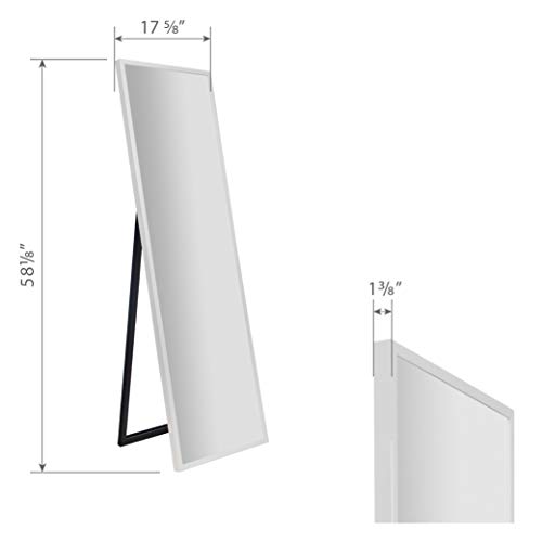 Everly Hart Collection Gallery Solutions 58β L x 17.5βW Framed Free Standing Full Length Mirror with Easel, White