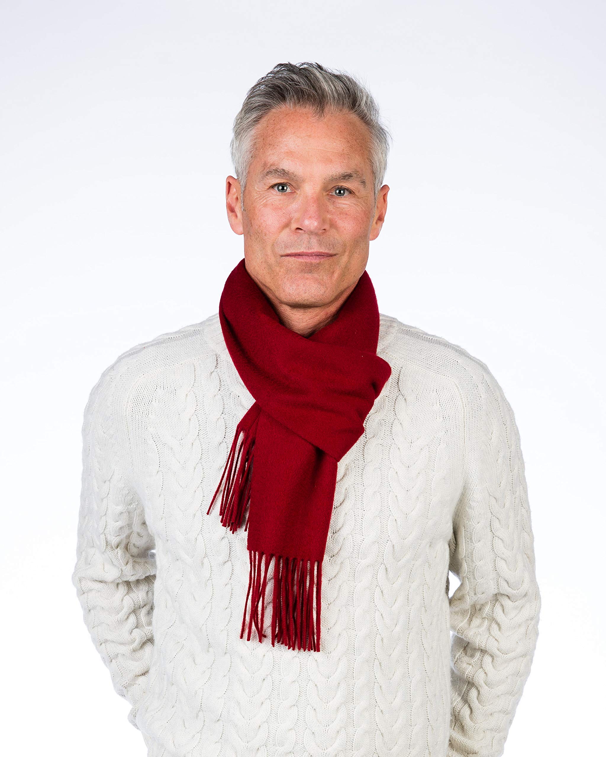 Alashan Cashmere Ultra-Fine Merino Wool and Cashmere Blend Woven Scarf -Luxe fabric-Lightweight- Renewable Fibers, 72" x 12" - Claret