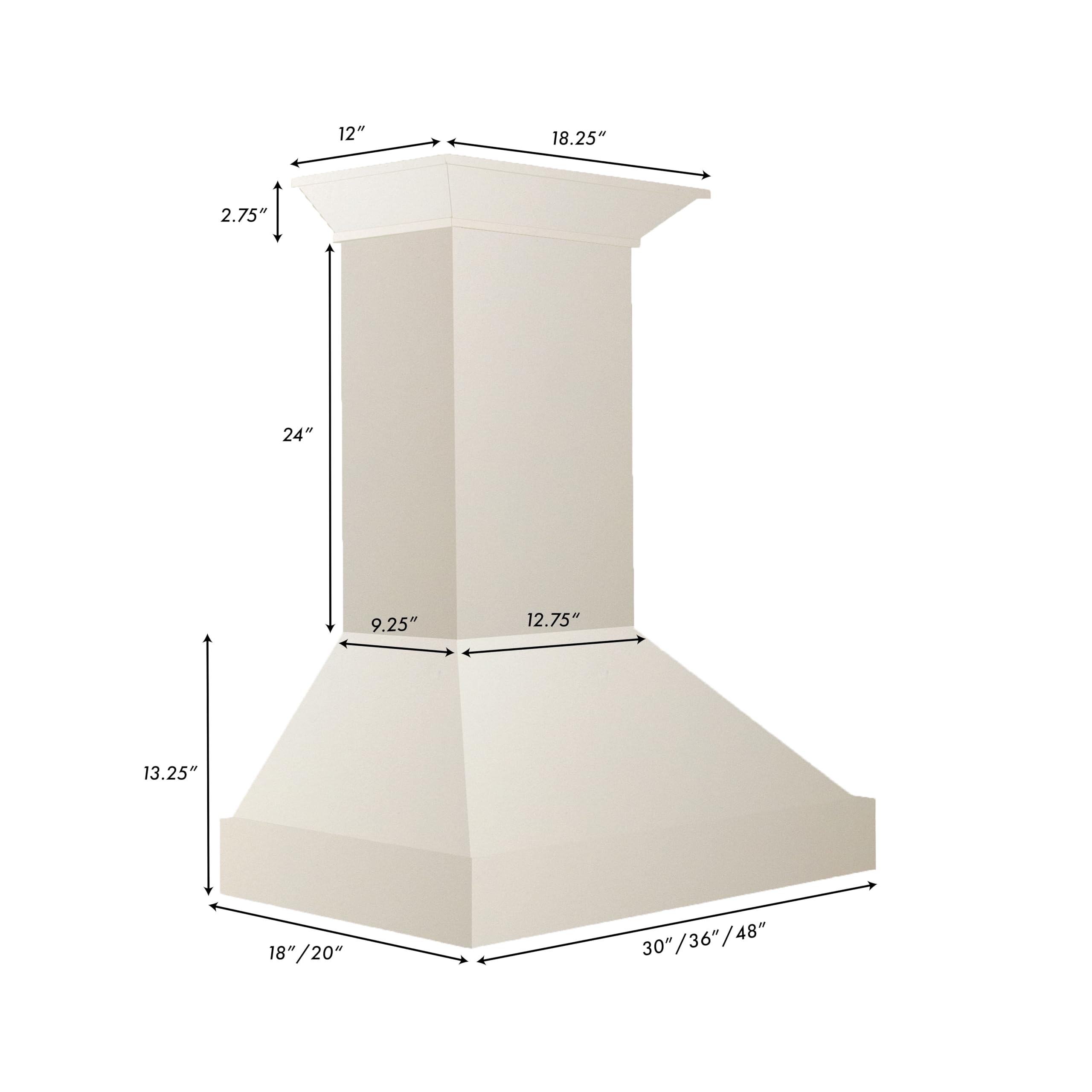 ZLINE 36 in. Wooden Wall Mount Range Hood in Cottage White - Includes Motor