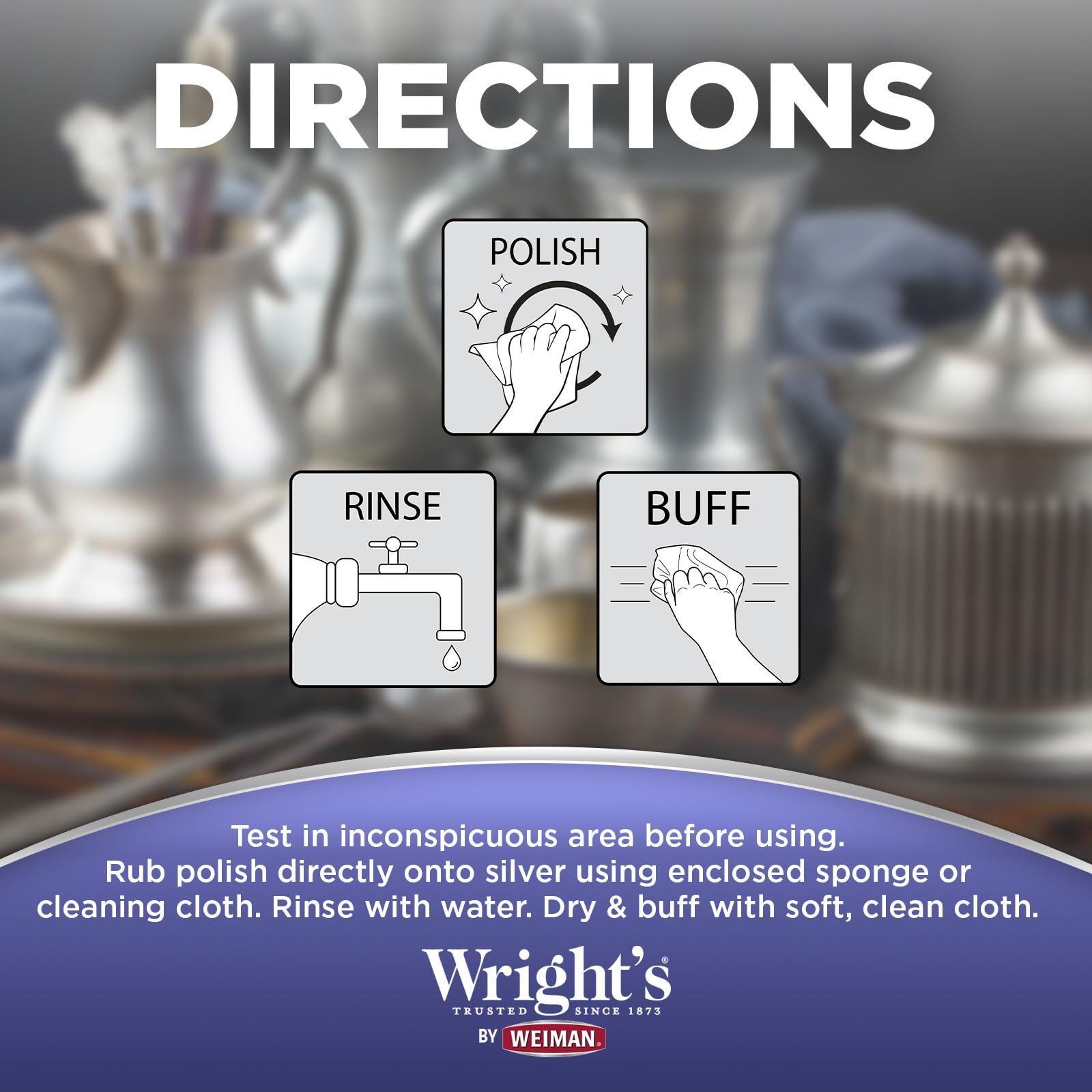 Wright's Silver Cleaner and Polish - 7 Ounce (2 Pack) Ammonia-Free - Use on Silver, Jewelry, Antique Silver
