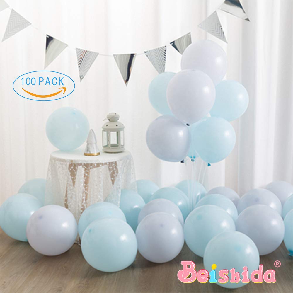 BEISHIDA 100 Pack 10 Inch Thicken Light Blue Balloons,Large Macaron Blue Latex Helium Balloons For Birthday Wedding Reception Bridal Shower Party Decorations Supplies