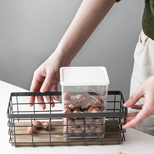 Dicunoy Set of 2 Small Wire Baskets, Narrow Rustic Storage Bin, Farmhouse Rectangle Bathroom Counter Organizer Tray for Kitchen Countertop, Pantry, RV, School Classrooms, Office Decorative