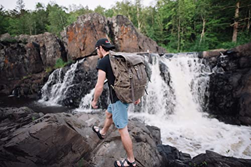 Frost River Isle Royale Junior Bushcraft Backpack - Durable Waxed Canvas Outdoor Hiking Pack, 26 Liter, Field Tan