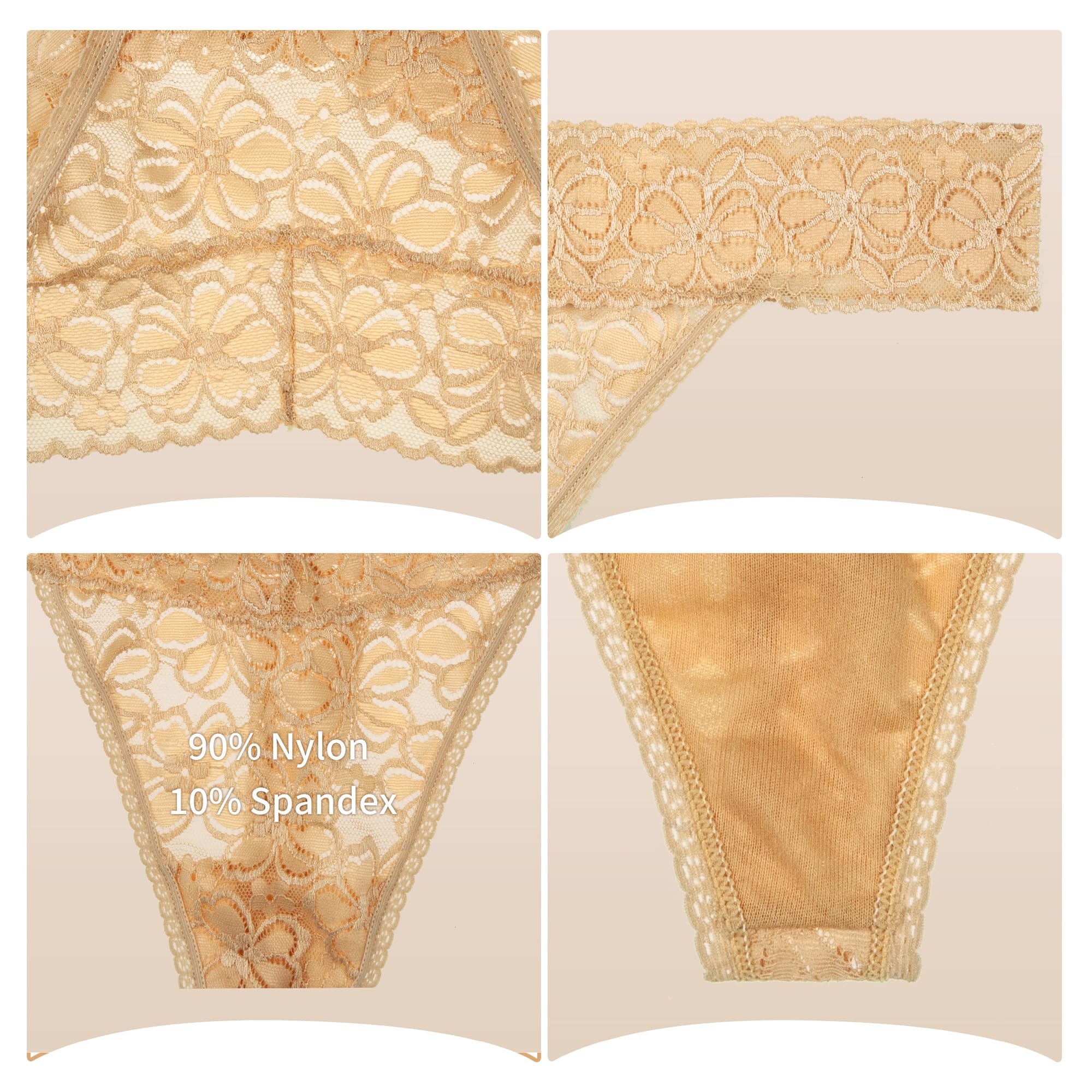 Pmrxi Pack 10 Seamless Lace Thongs for Women Plus Size XS to 5XL Breathable Panties Low Rise Stretch Cotton No Show Underwear Size Medium