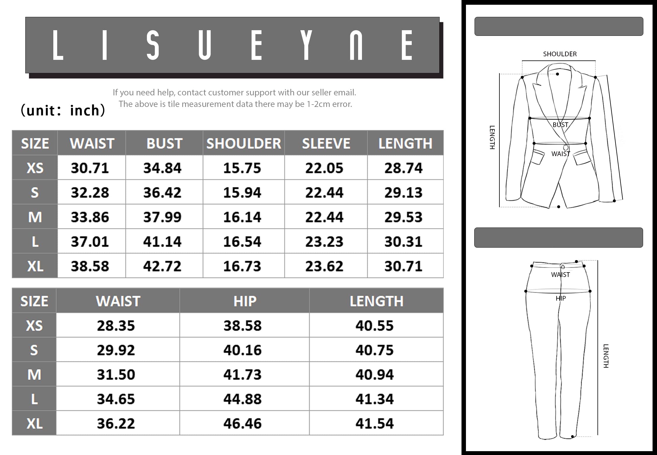 LISUEYNE Women’s Two Pieces Blazer Office Lady Suit Set Work Blazer Jacket and Pant (Red, Medium)