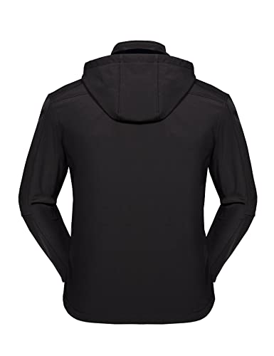 Little Donkey Andy Men’s Softshell Jacket with Removable Hood, Fleece Lined and Water Repellent Black Size L