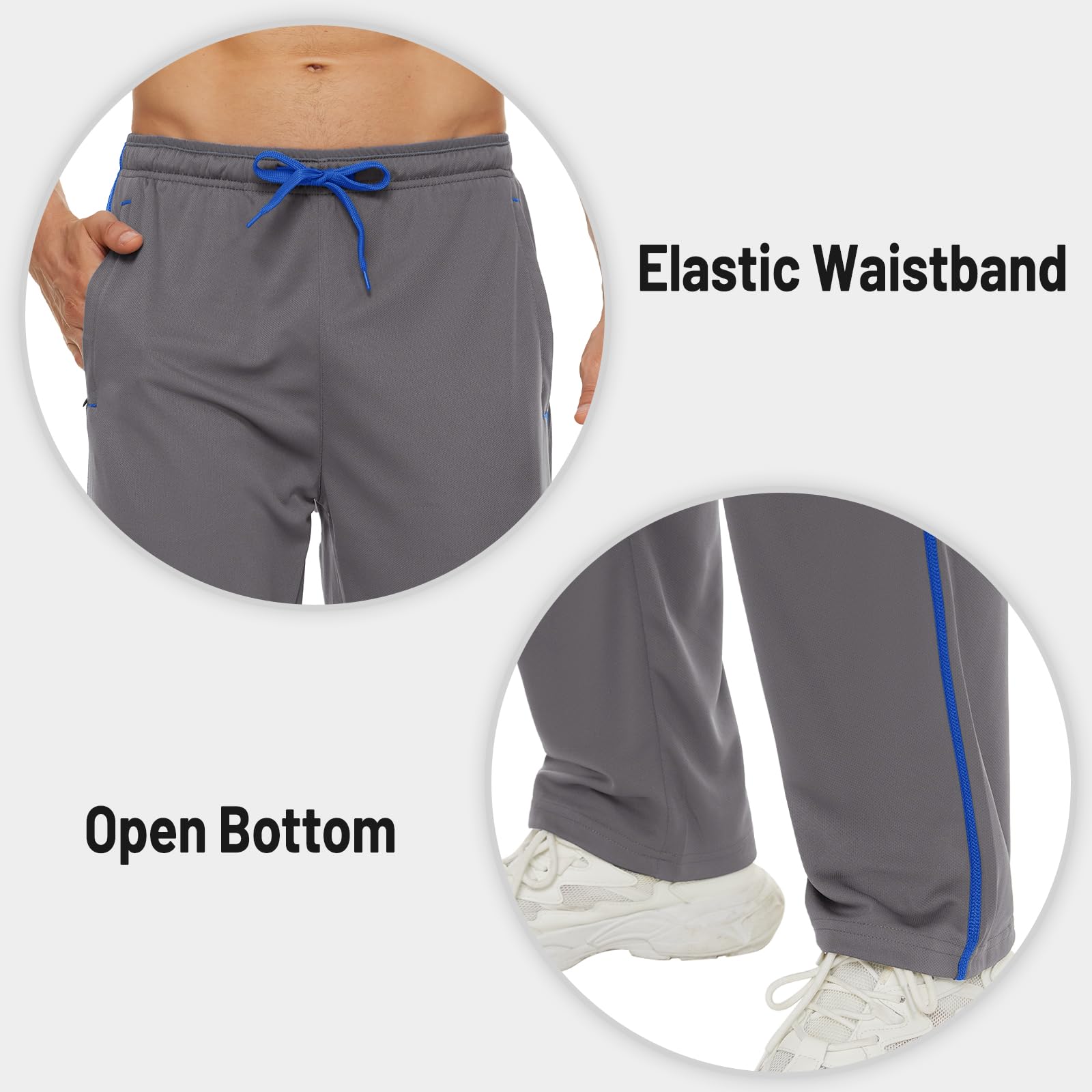 MAGNIVIT Men's Loose-Fit Hip Hop Drawstring Pants Causual Elastic Waist Sweatpants Grey