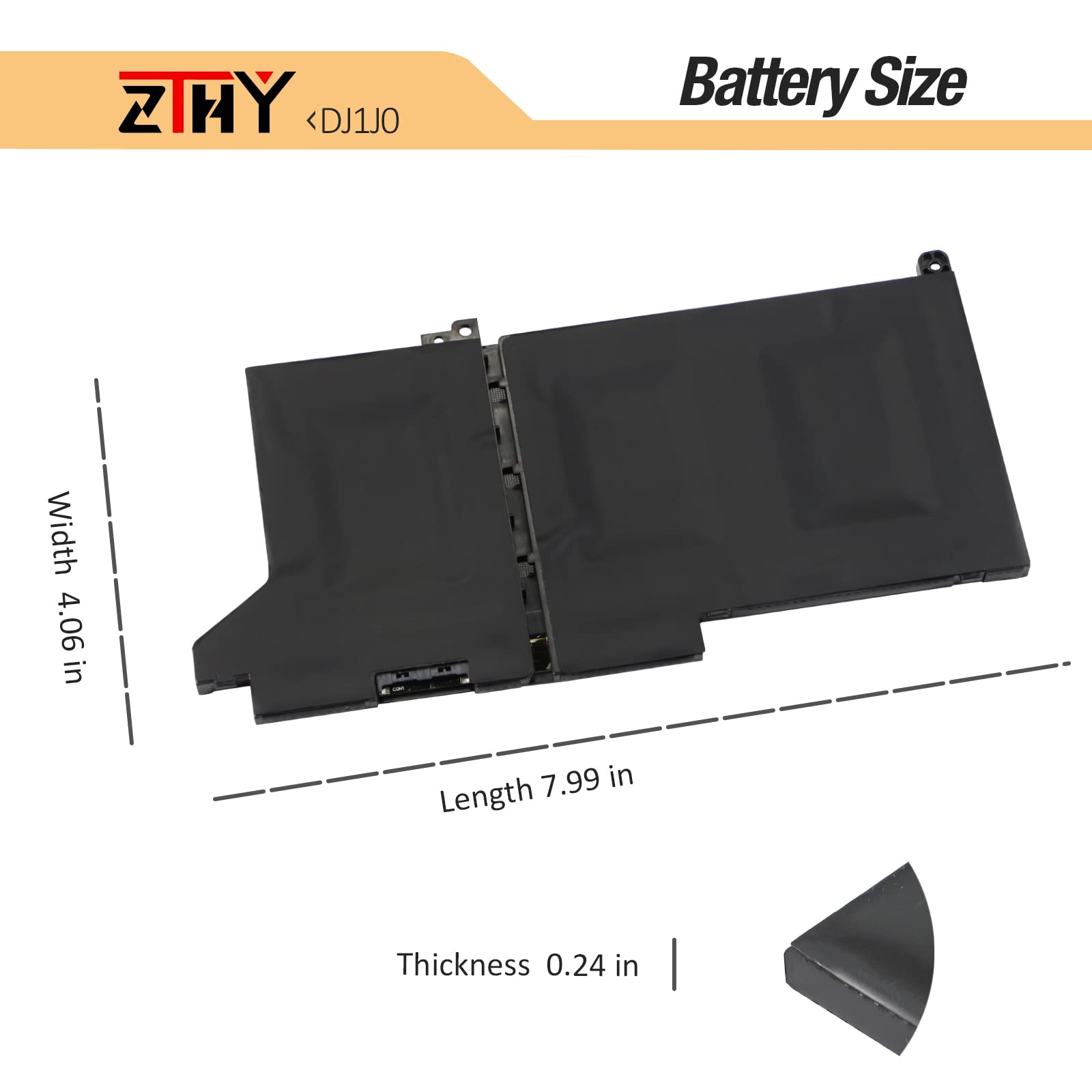 ZTHY DJ1J0 42Wh 3-Cell Laptop Battery Replacement for Dell Latitude 12 7280 7290 E7280 E7290 13 7380 7390 E7380 E7390 14 7480 7490 E7480 E7490 Series P28S P28S001 451-BBZL C27RW PGFX4 ONFOH K8X0T