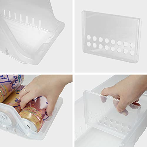 carrotez Soda Can Organizer 11-12 Standard Cans, Beverage Organizer for Refrigerator Pantry Freezer Kitchen Organization and Storage, Beverage Soda Dispenser Plastic BPA Free Storage Rack