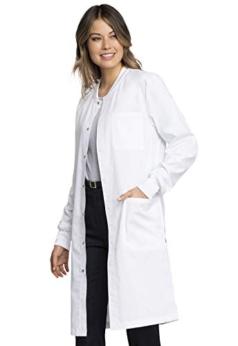 Cherokee Professional Lab Coat for Men and Women with Snap Front Closure WW350AB, M, White