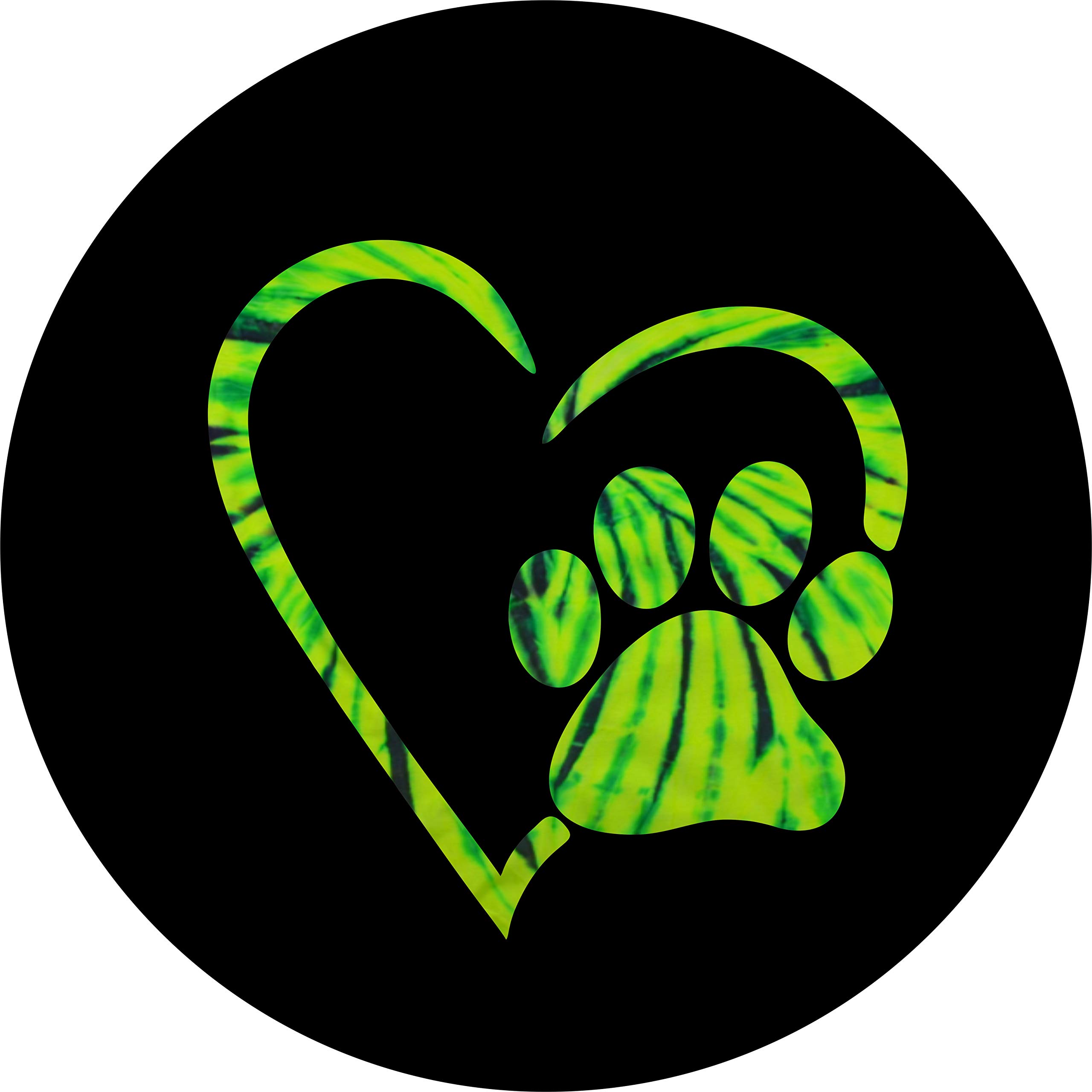 Tire Cover Central Paws Love Green Tie Dye Spare tire Cover (Custom Made to Your tire Size-See menu)